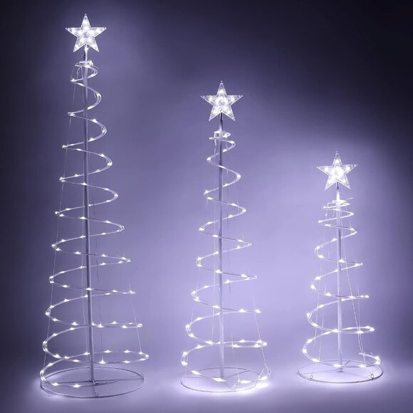 Holiday | New 3 Packs Spiral Christmas Trees 218 Led Lighted Outdoor ...